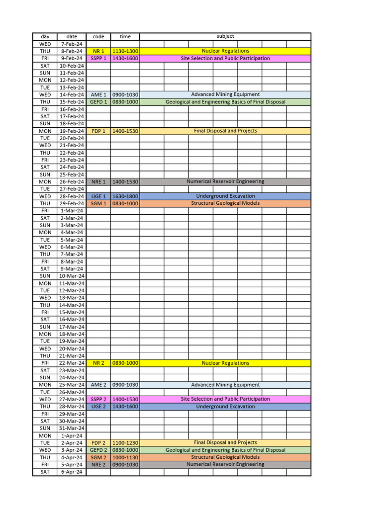 Examination Timetable | PDF