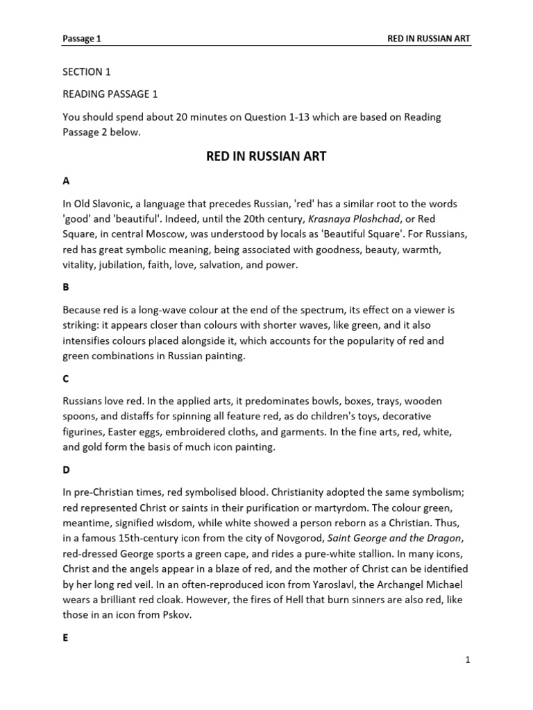 74 Passage 1 - Red in Russian Art q1-13 | PDF | Icon | Paintings