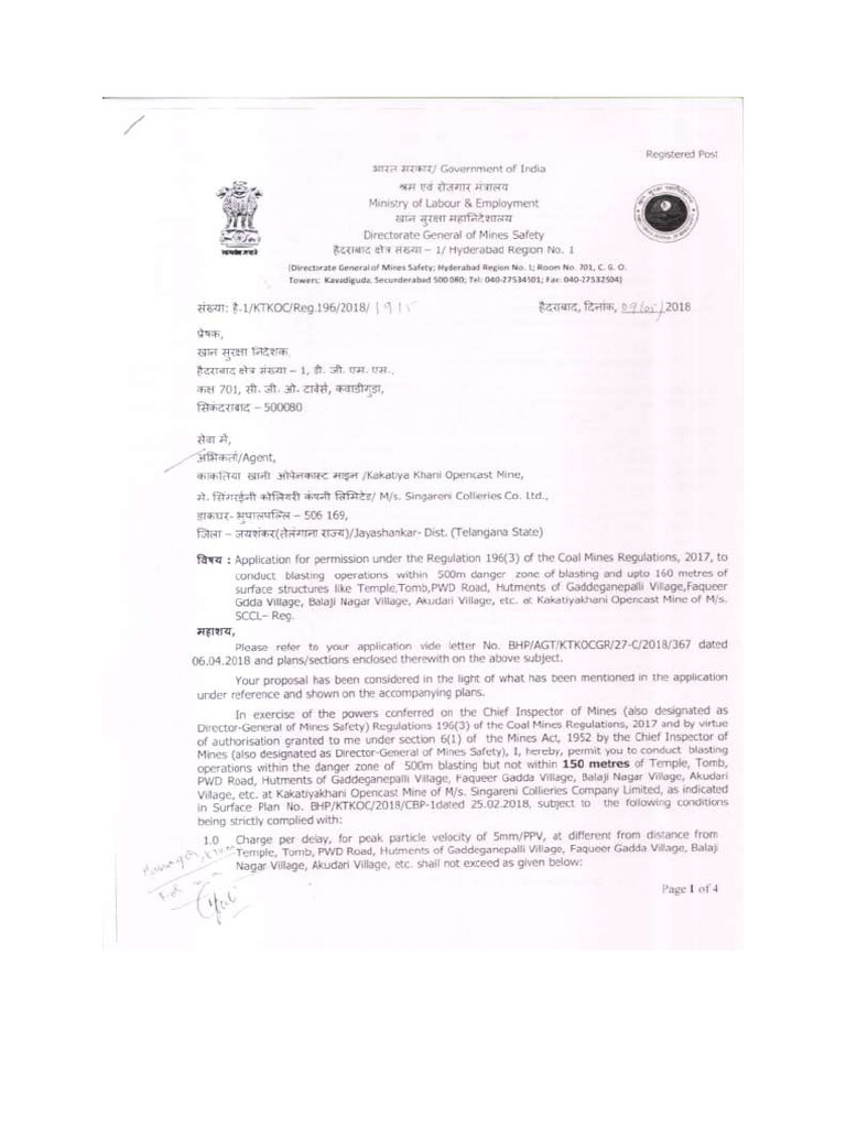 Blasting 500m Permission | PDF