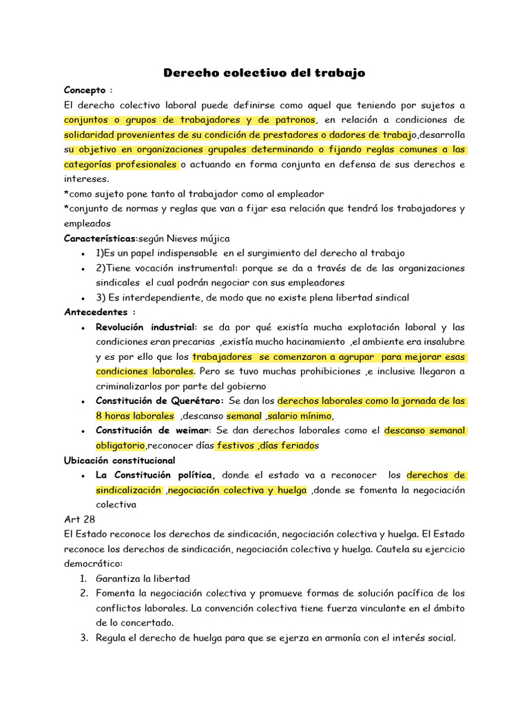 Derecho Laboral 1ra Unidad | PDF | Sindicato | Derecho laboral