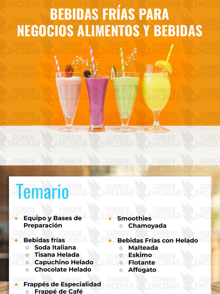 Recetas de Bebidas Frías para Negocios | PDF | Helado | Zalamero