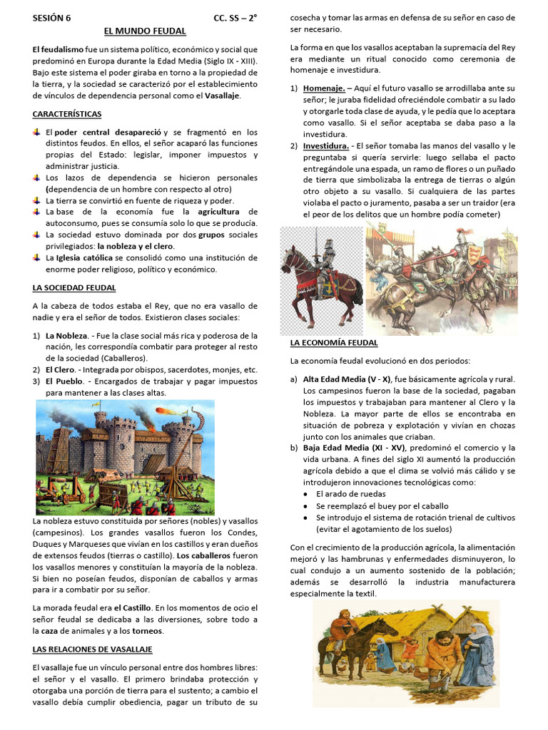 CC - SS 2° - Sesión 5 El Feudalismo | PDF | Feudalismo | Agricultura
