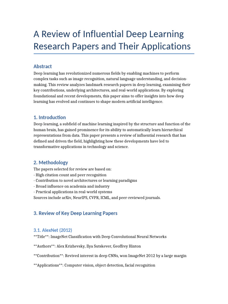 Influential Deep Learning Papers Review | PDF | Deep Learning ...