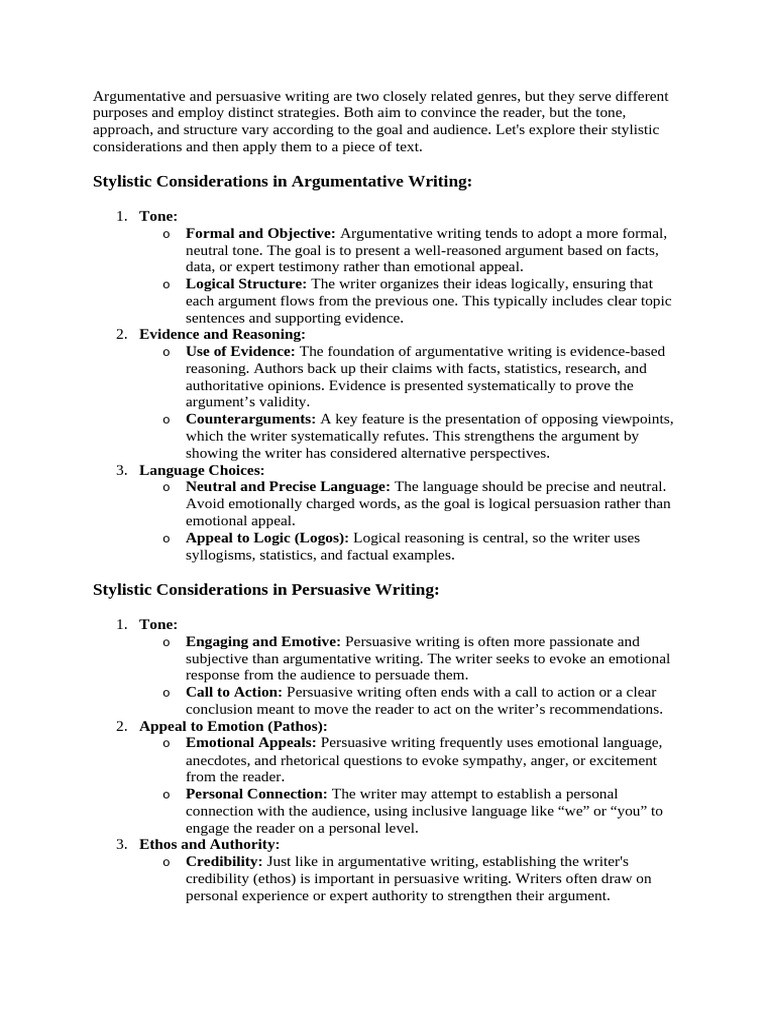 Argumentative and Persuasive Writing Are Two Closely Related Genres ...