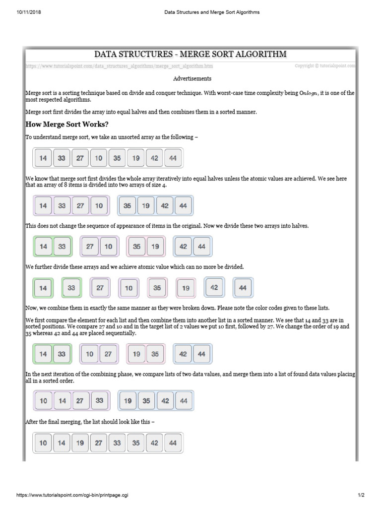 Data Structures and Merge Sort Algorithms | PDF | Computer Science ...