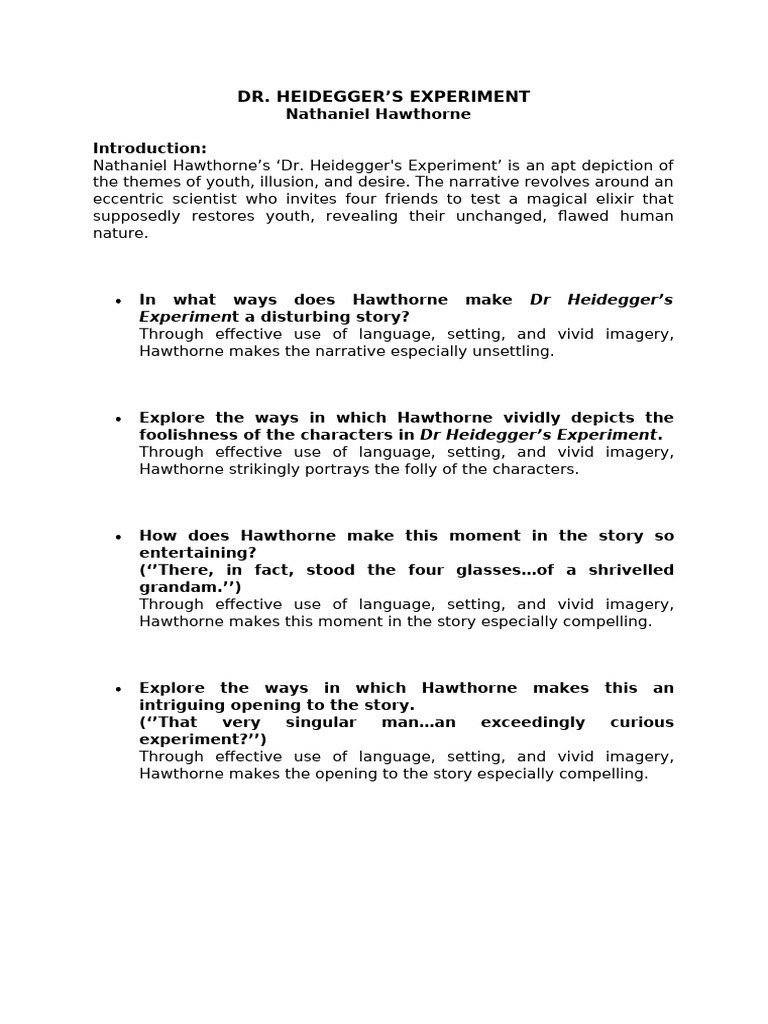 Dr. Heidegger's Experiment | PDF