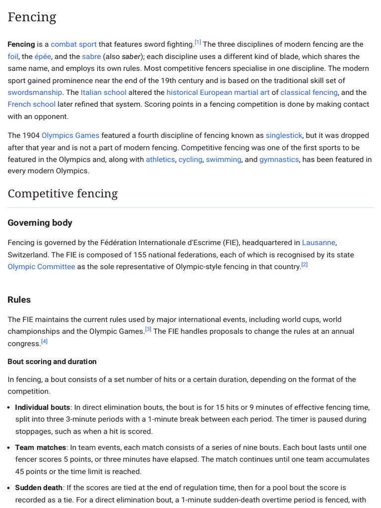Fencing Wikipedia 1728557088720 | PDF | Fencing | Melee Weapons