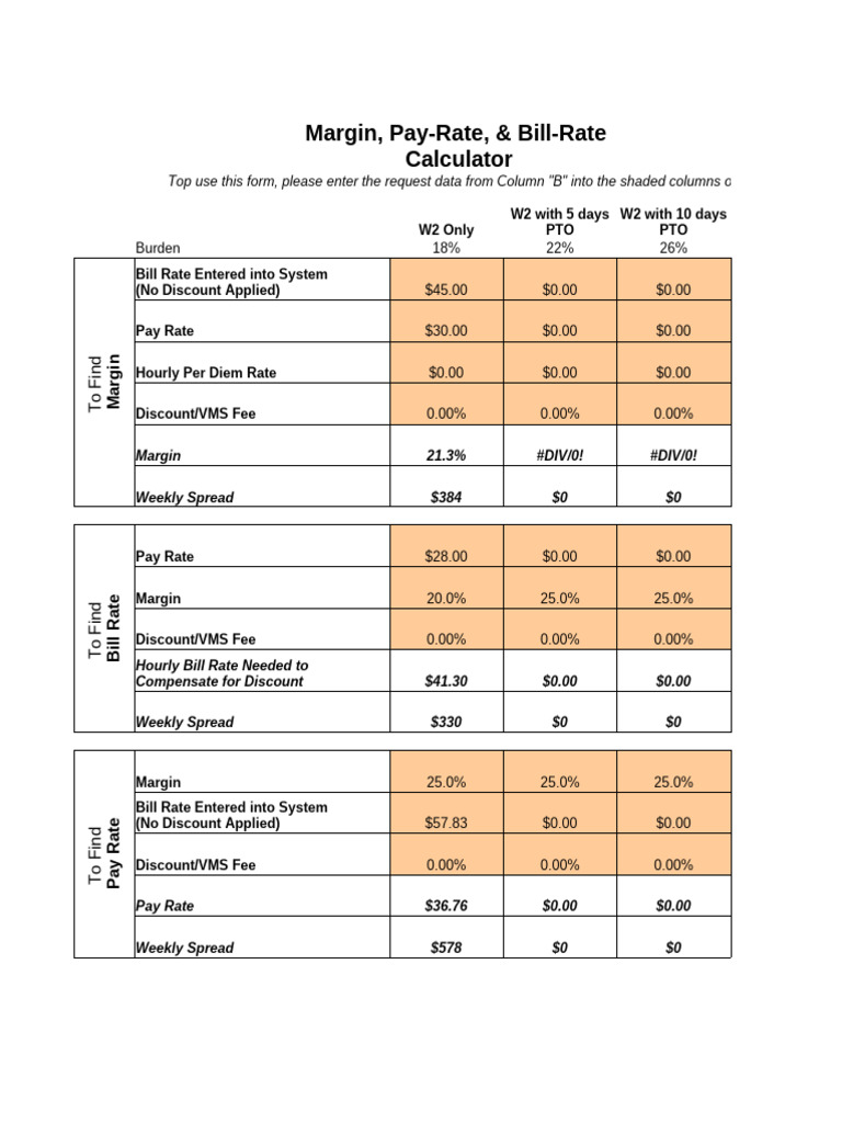 Bill and Pay Rate Calculator Guide | PDF | Economies | Taxes