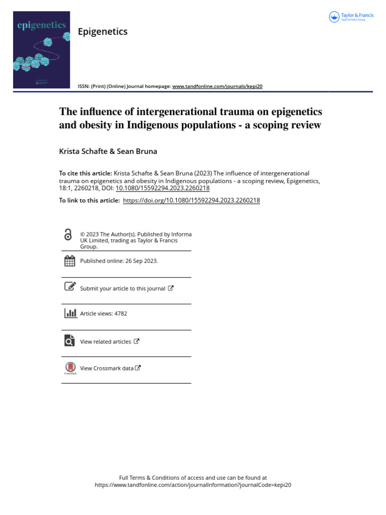 The influence of intergenerational trauma on epigenetics and obesity in ...