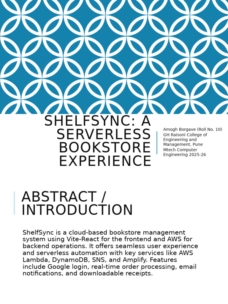 ShelfSync_Presentation | PDF | Amazon Web Services | Software Engineering