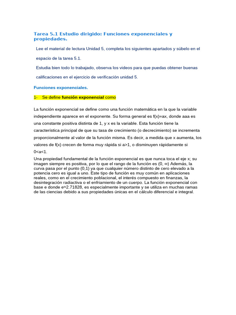 Propiedades de la exponencial base e | PDF