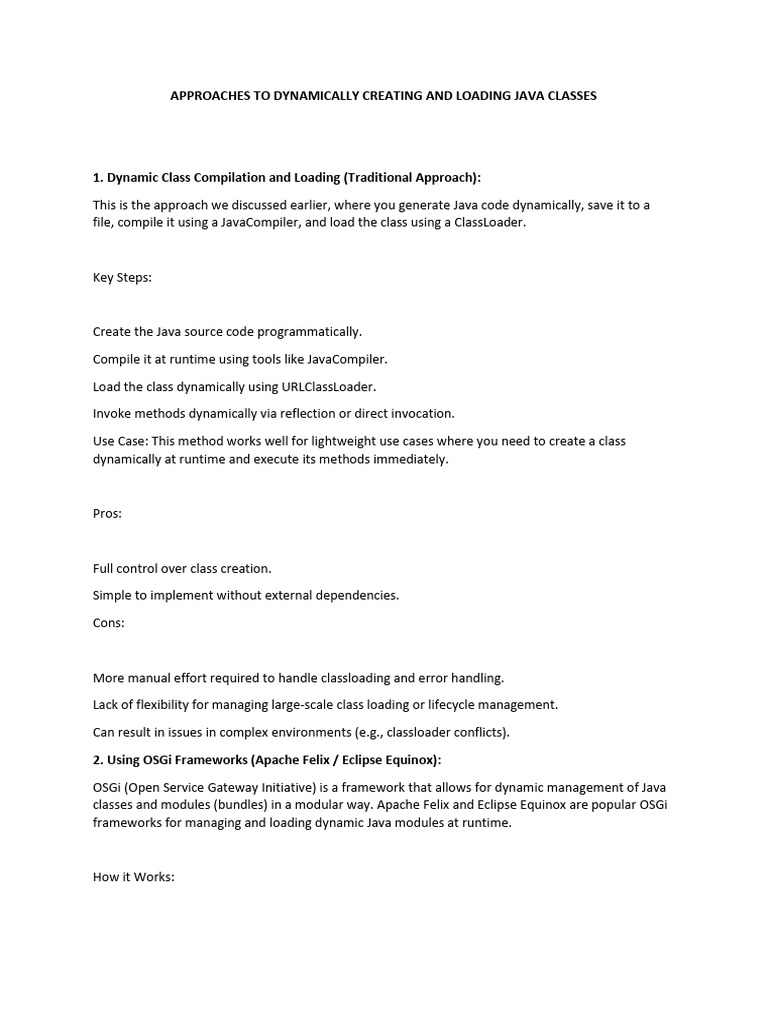 Approaches To Dynamically Creating and Loading Java Classes | PDF | Java (Programming Language ...