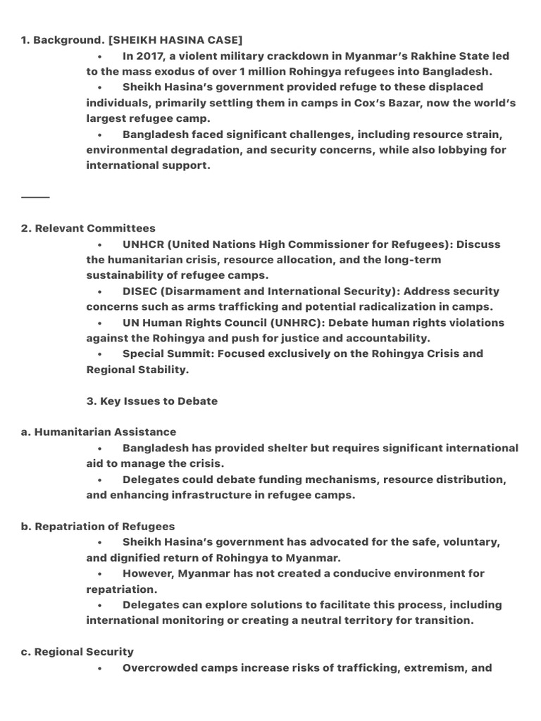 Background. (SHEIKH HASINA CASE) | PDF | Rohingya People | Refugee