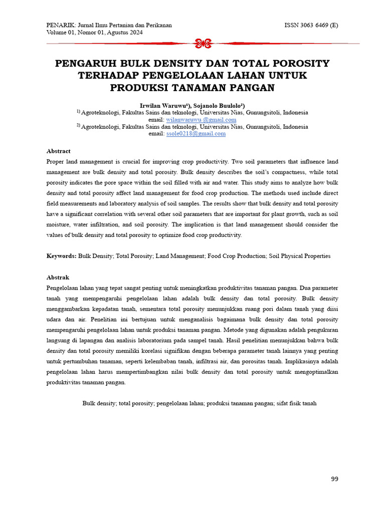 Pengaruh Bulk Density dan Porositas Tanah | PDF