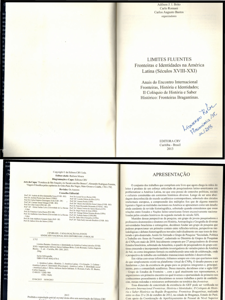 BRITO, Adilson ROMANI, Carlo BASTOS, Carlos Augusto. (Orgs) - Limites ...