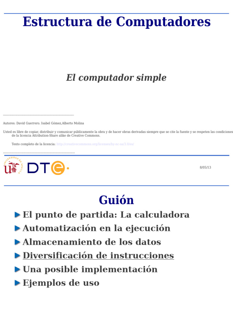 Estructura de Computadores: El Computador Simple | PDF
