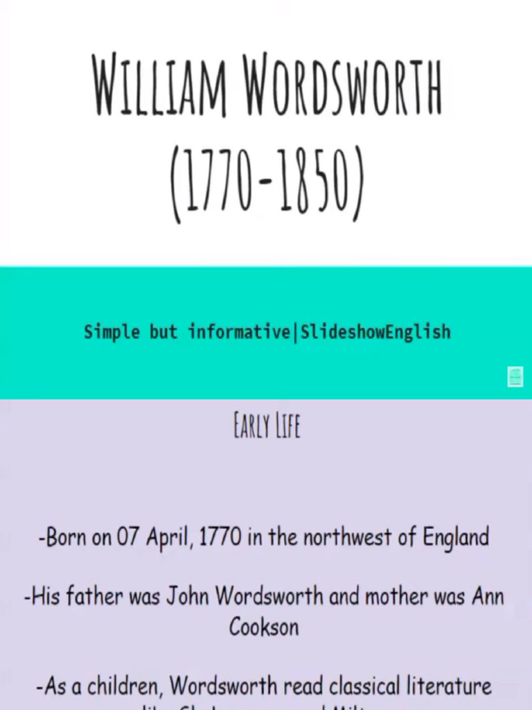 William Wordsworth Life & Works | PDF