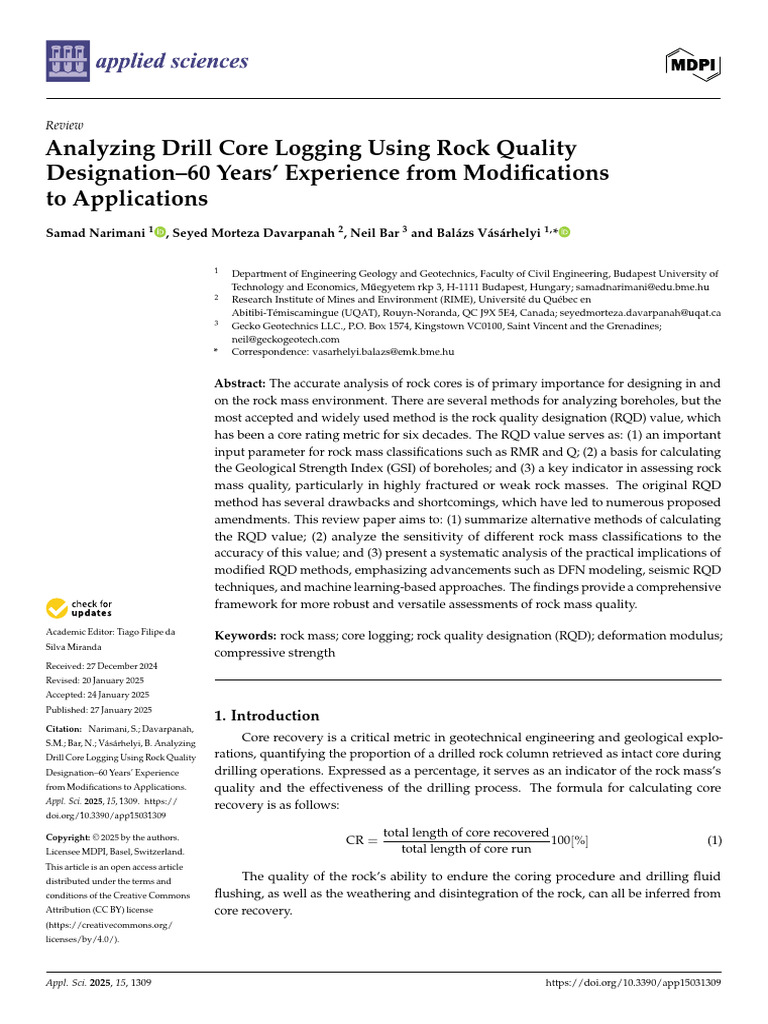 Analyzing Drill Core Logging Using Rock Quality de | PDF | Borehole
