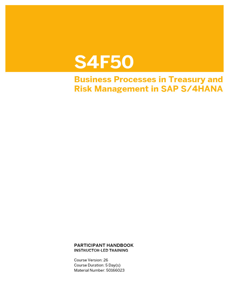 Business Processes in Treasury and Risk Management in SAP S/4HANA | PDF ...