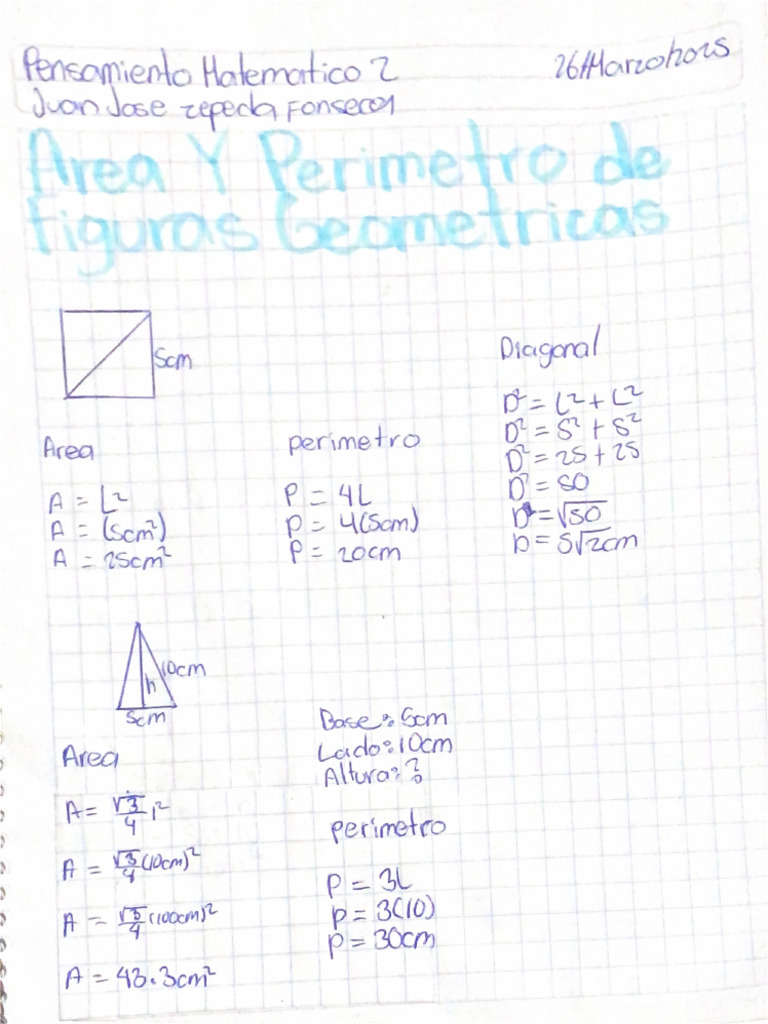 Área y Perimetro de Figuras Geométricas:4 | PDF
