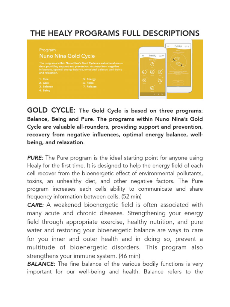 Updated Healy Program Descriptions | PDF | Human Body | Circulatory System