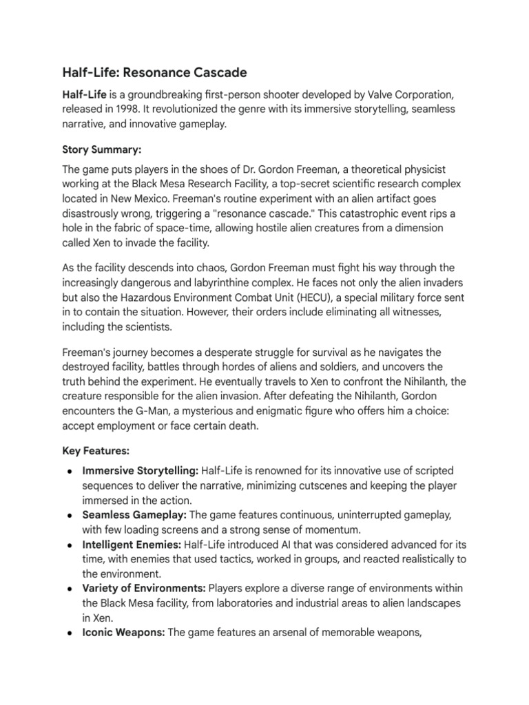 Half-Life - Resonance Cascade | PDF | Gaming | Video Games
