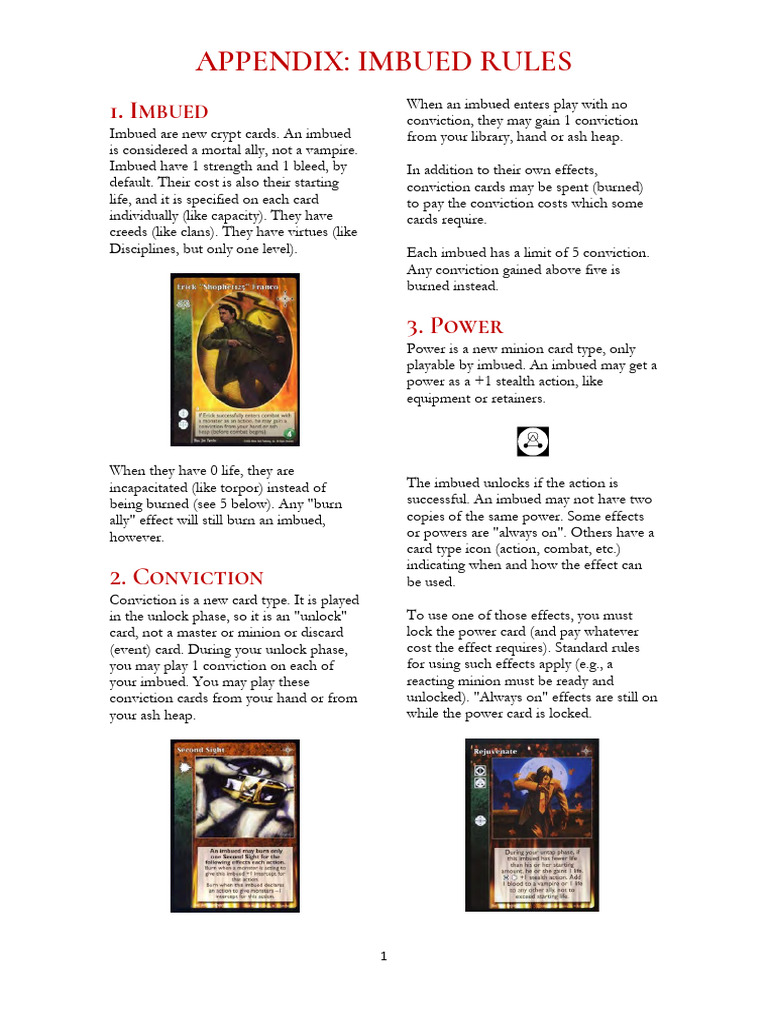 Vampire The Eternal Struggle Imbued Rules | PDF