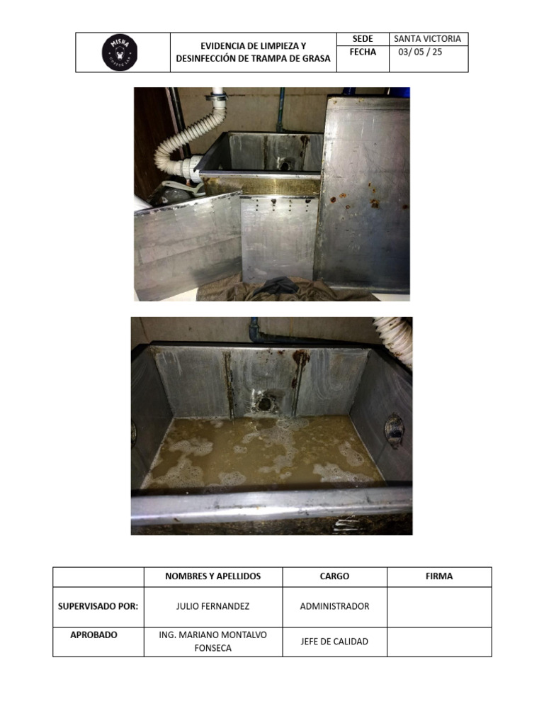 Foto de Evidencia de Limpieza Trampa de Grasa Sta | PDF