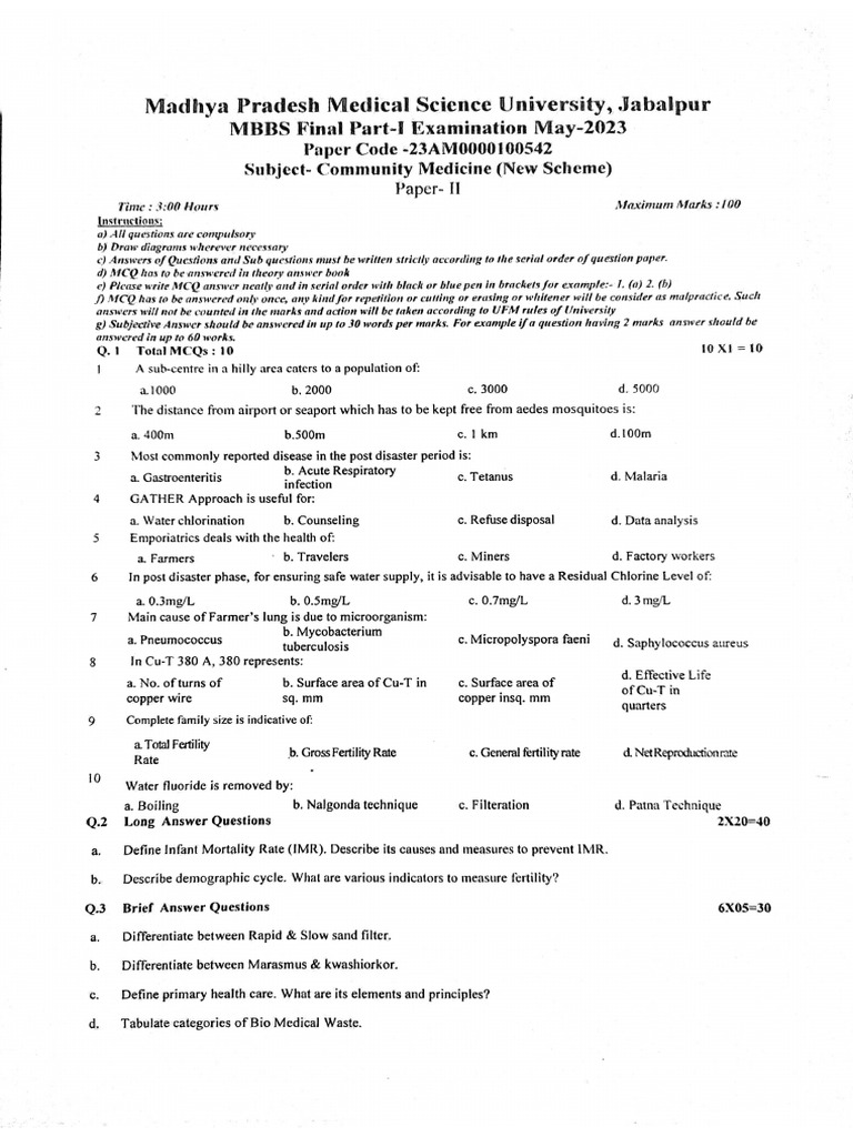 PSM PAPER2 MPMSU(2018-23) | PDF