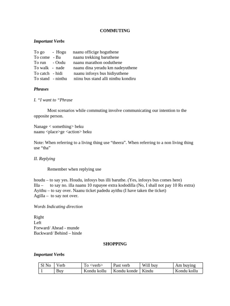 Kannada Kali Session 7 - Handout 1 - Workshop1 | PDF