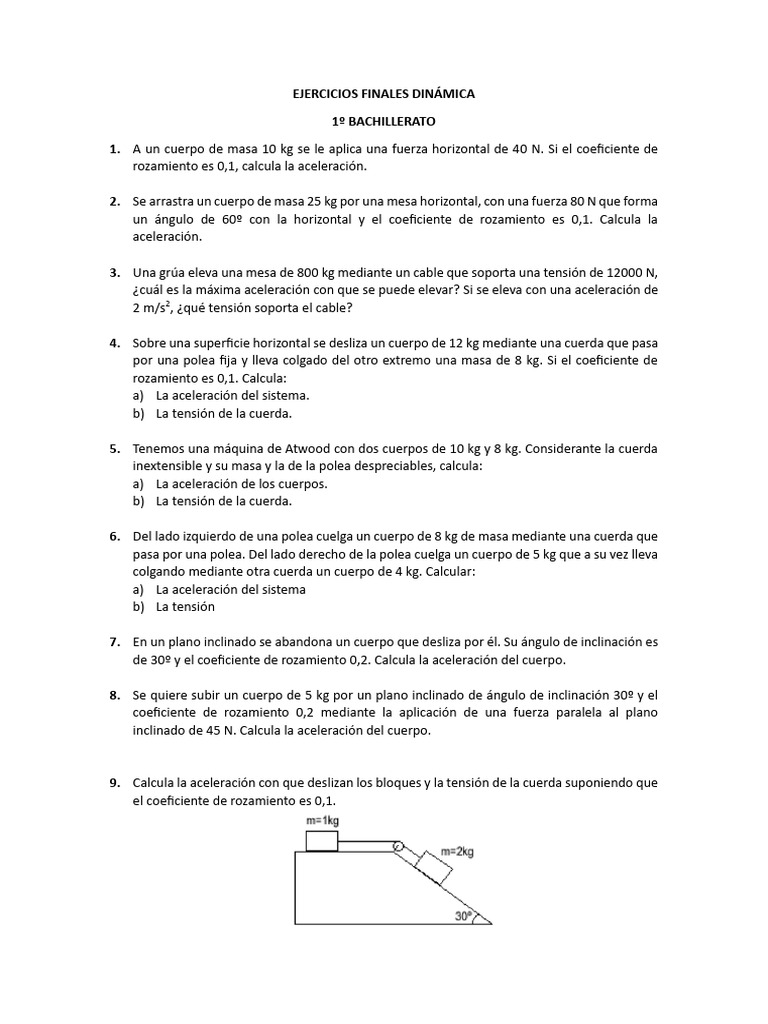 Ejercicios Finales Dinámica | PDF