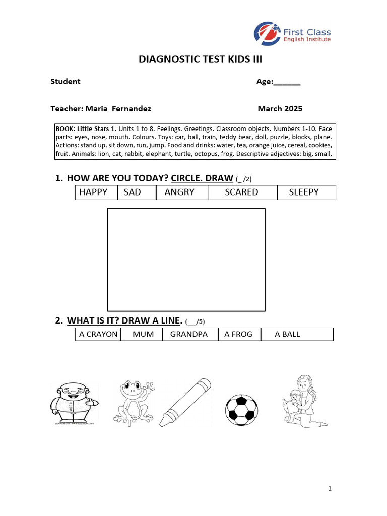 DIAGNOSTIC TEST KIDS III 2025x | PDF