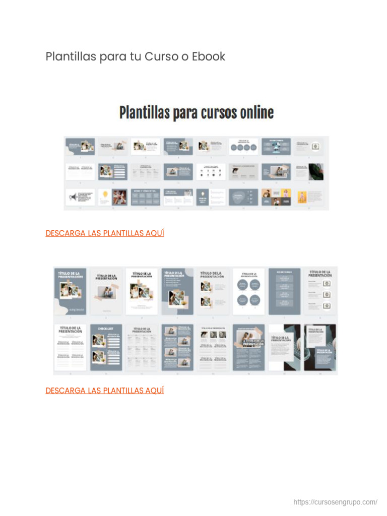 Plantillas para Tu Curso o Ebook | PDF