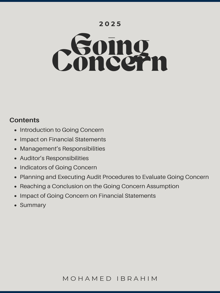 Going Concern | PDF | Going Concern | Financial Accounting