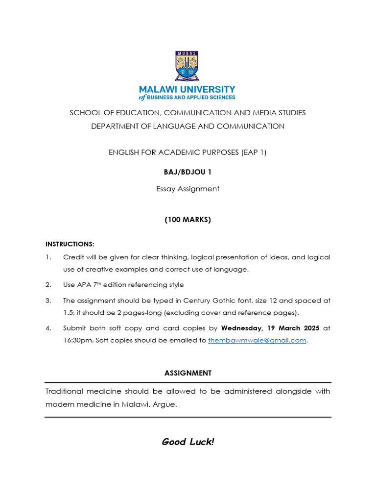 EAP Essay Assignment | PDF