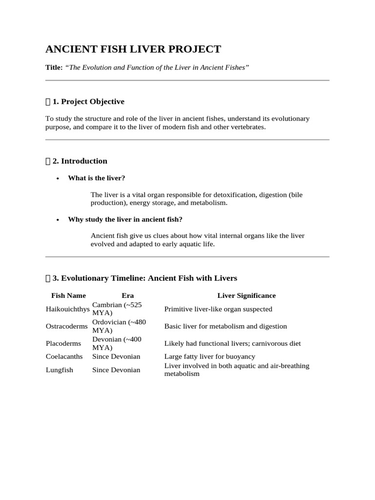 Ancient Fish Liver Project | PDF