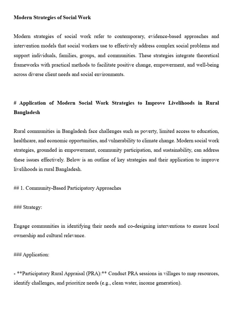 Modern Social Work Strategies | PDF | Food Security | Climate Resilience