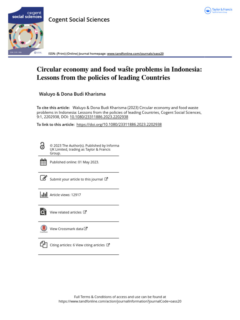 Circular Economy and Food Waste Problems in Indonesia - Lessons From ...