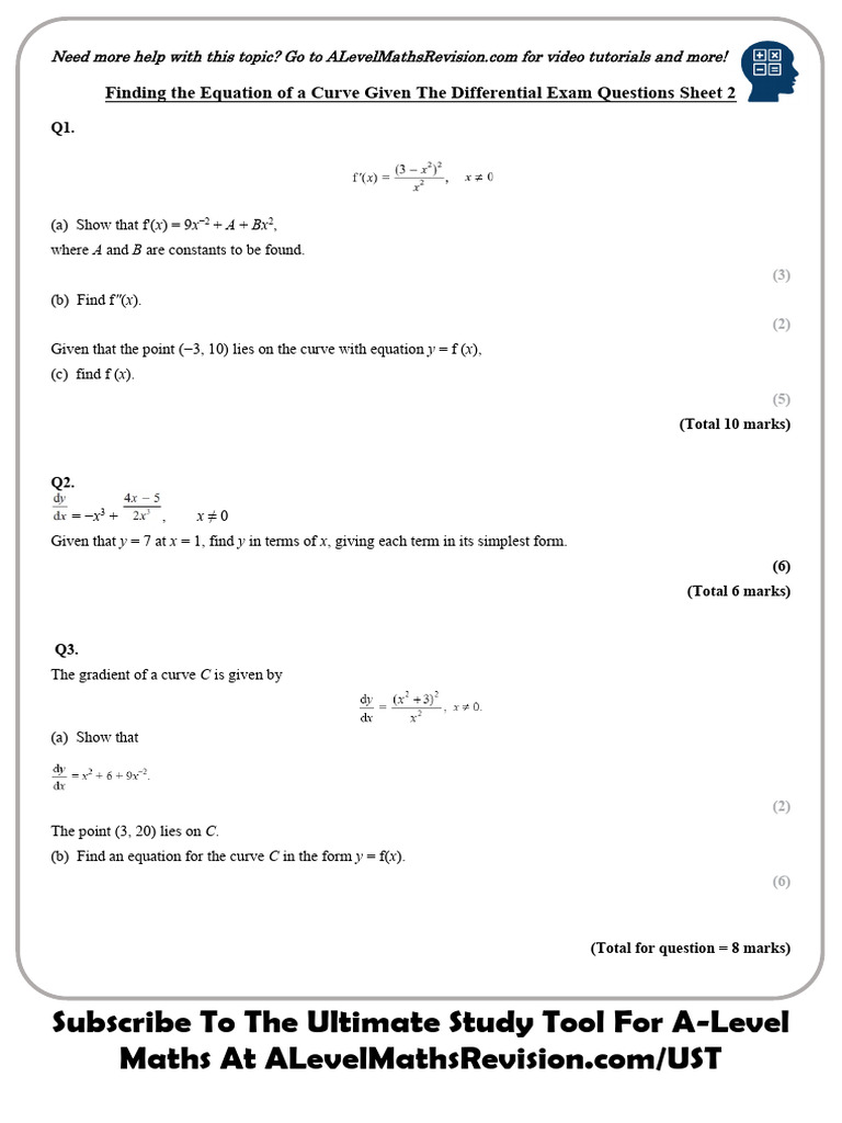 Implicit Differentiation Exam Questions | PDF | Equations | Algebra