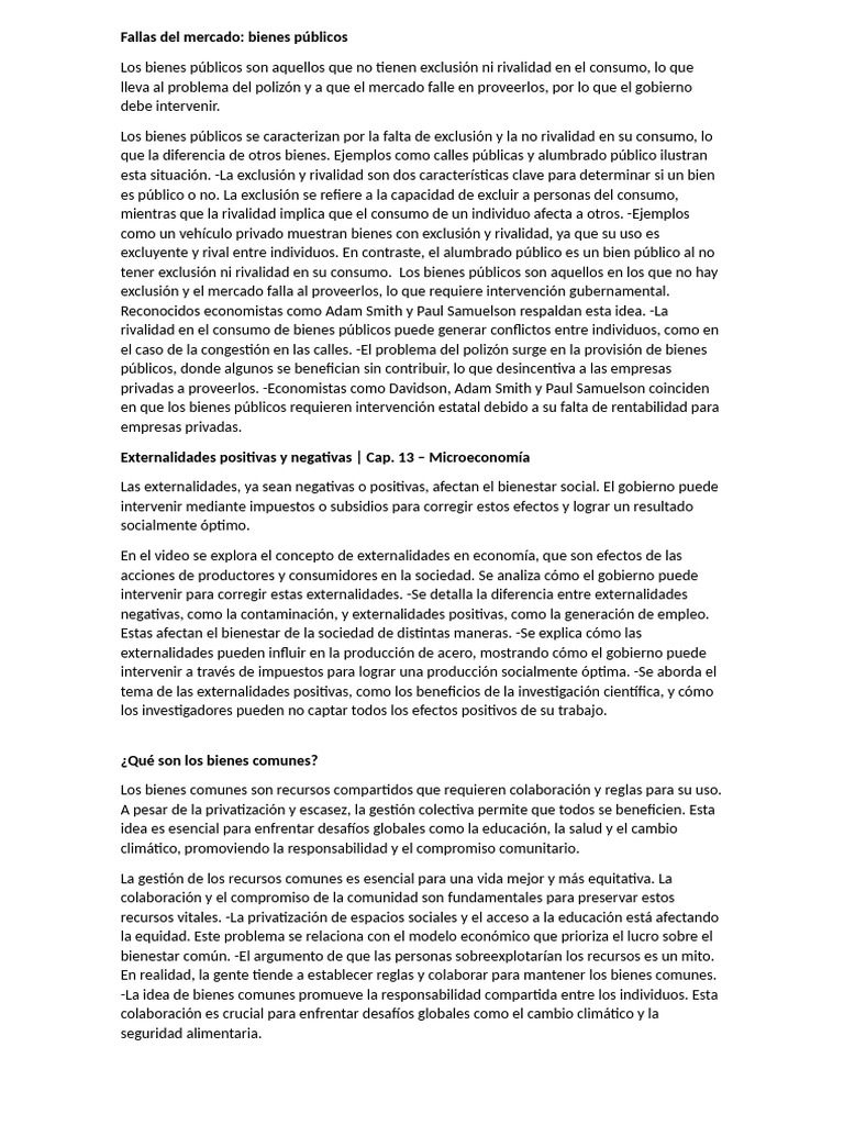 Resumen Valoracion | PDF | Exterioridad | Bienes