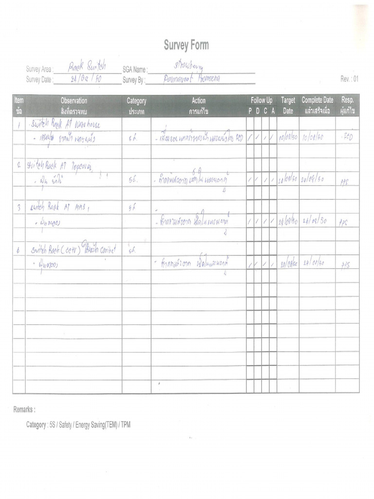 Survey Form 5S | PDF