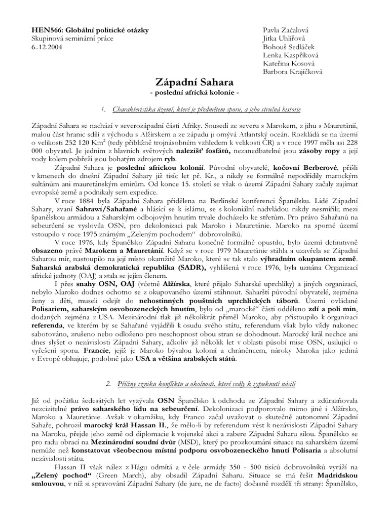 Západní Sahara - Poslední Africká Kolonie | PDF