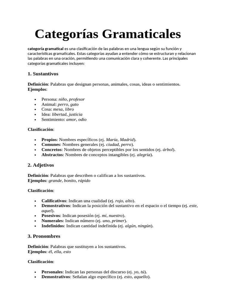 Categorías Gramaticales TA3 | PDF | Verbo | Adverbio