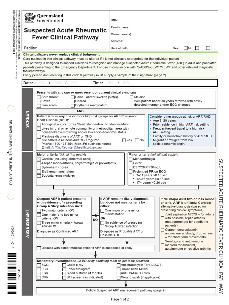 Suspected Arf Clinical Pathway | PDF | Diseases And Disorders | Medical ...