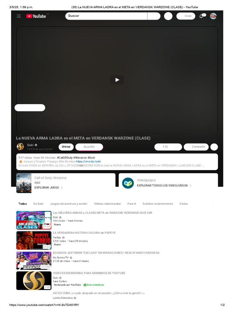 La NUEVA ARMA LADRA Es El META en VERDANSK WARZONE (CLASE) - YouTube | PDF