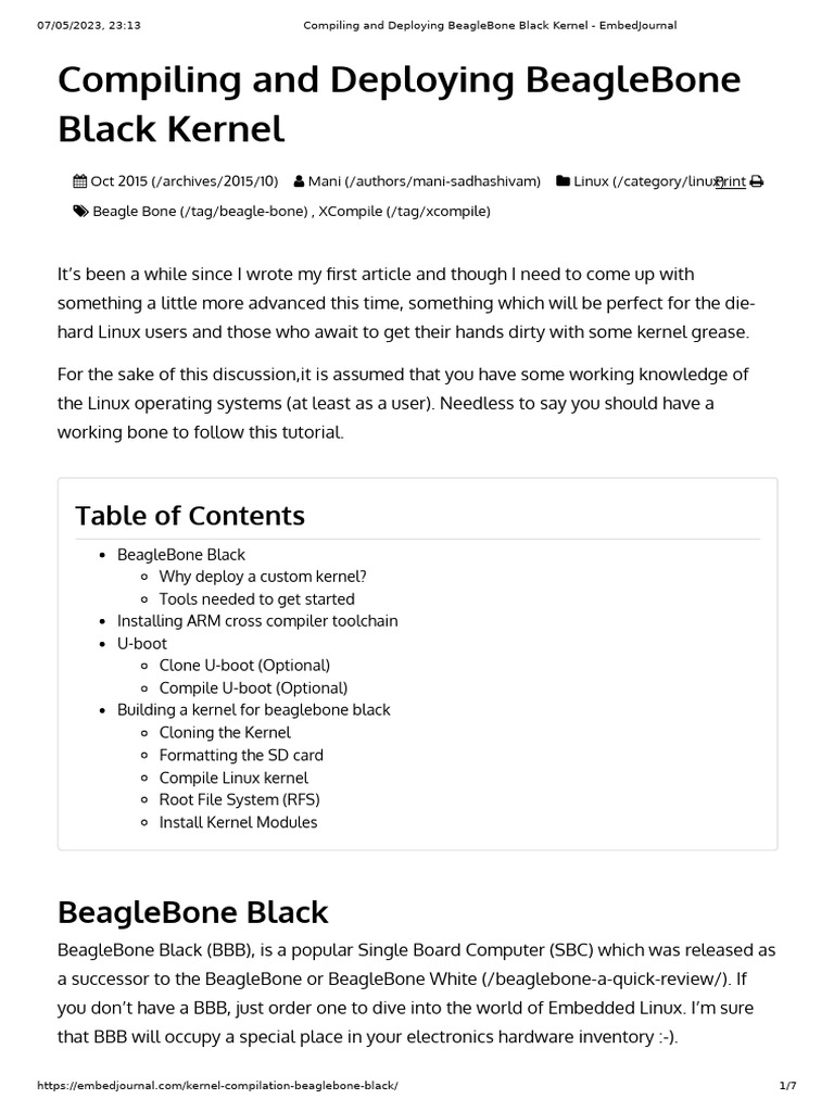 Compiling and Deploying BeagleBone Black Kernel - EmbedJournal | PDF | Booting | Linux