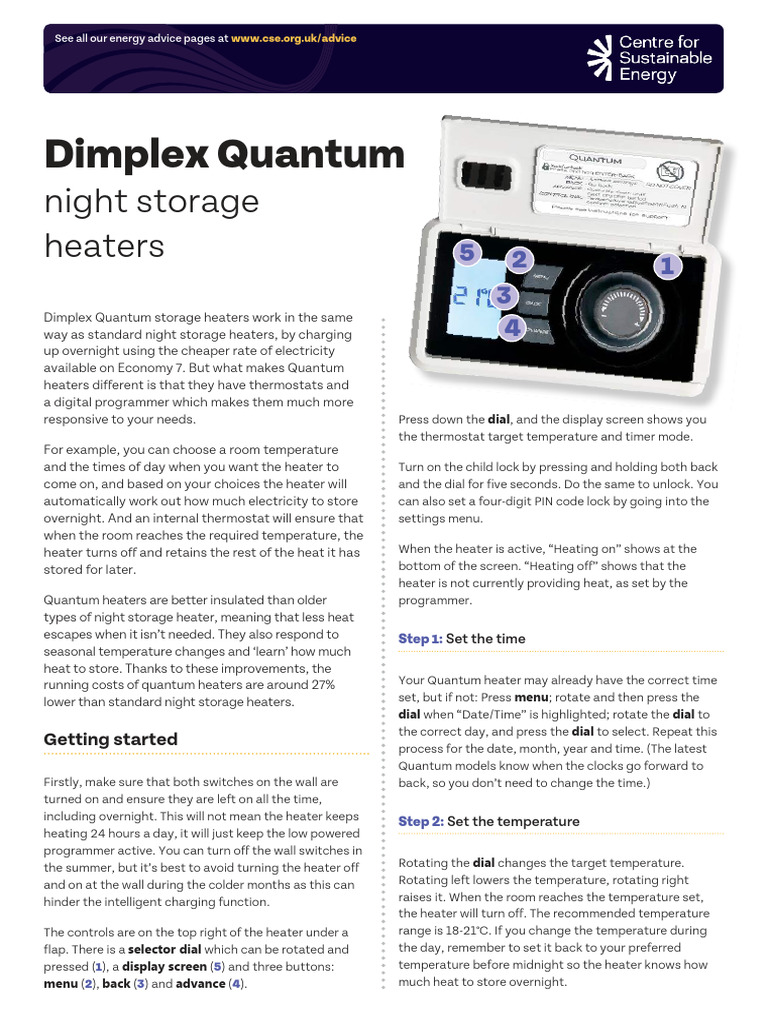 Advice Leaflet Dimplex Quantum Night Storage Heater | PDF | Temperature
