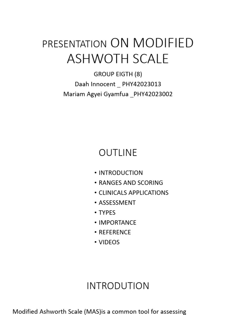 Overview of Modified Ashworth Scale | PDF