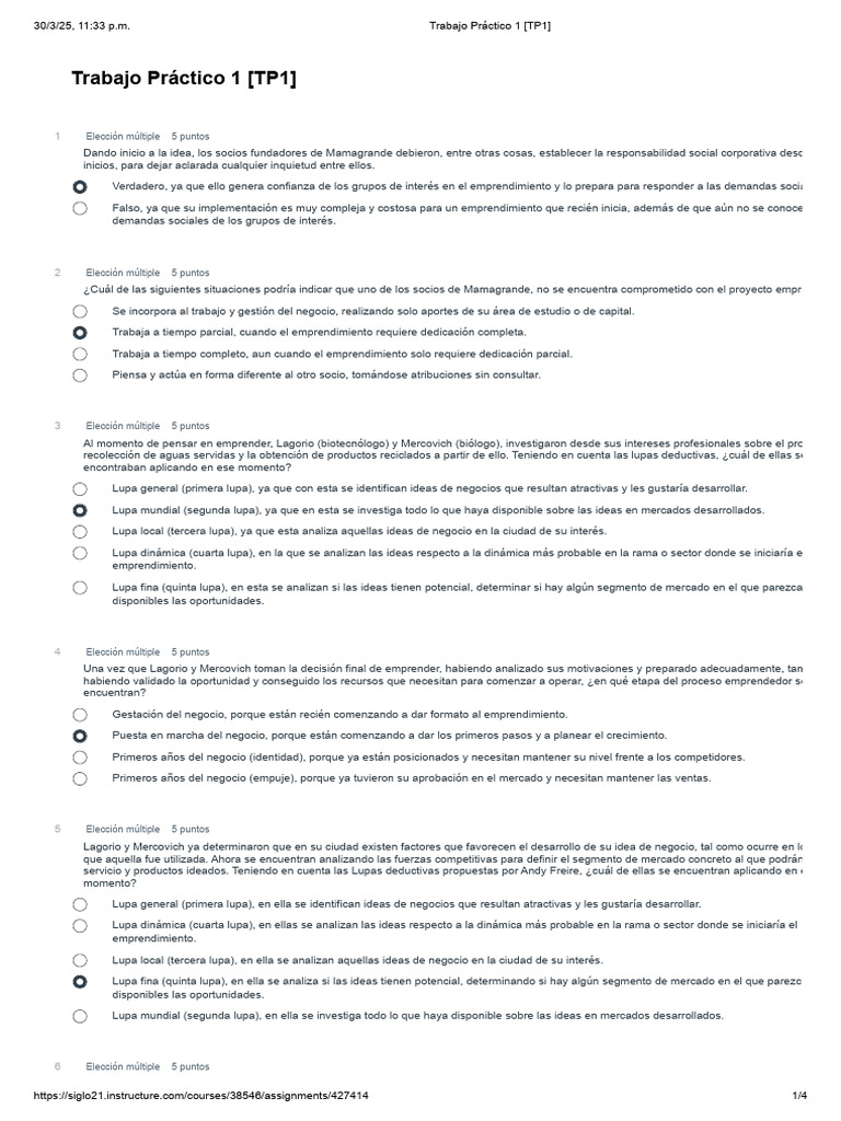 TP 1 Desarrollo Emprendedor 2025 | PDF | Iniciativa empresarial | Business