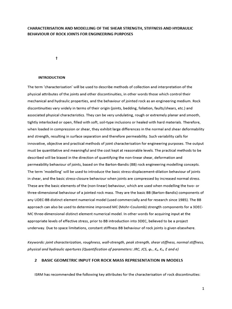 Barton-Bandis Shear Strength Analysis | PDF | Geometry | Experiment